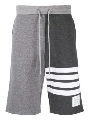 Thom Browne Four-bar Striped Drawstring Shorts - Gray
