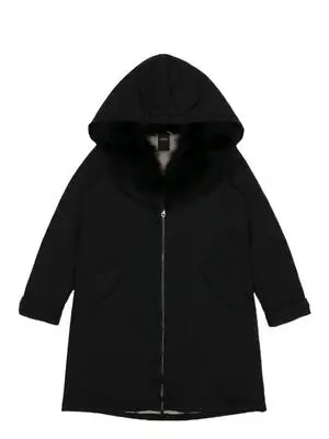 Max Mara Hooded Overcoat With Fur Trim - Black
