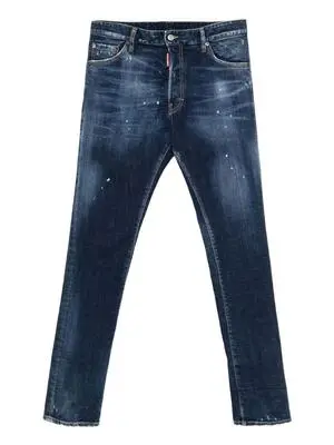 Dsquared2 Distressed Skinny Jeans With Paint Splatter - Blue