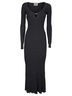Moschino Long Sleeve Ribbed Dress - Black