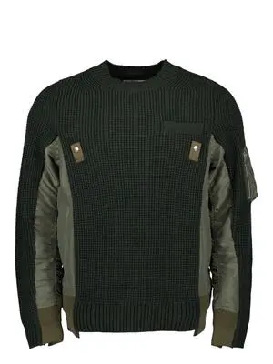 Sacai Panelled Knit Sweater - Black