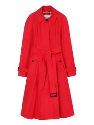 Burberry Burberry Elbingham Fit-and-Flare Gabardine Car Coat Crayon Red