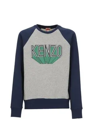 Kenzo Logo Printed Colour-block Sweatshirt - Gray