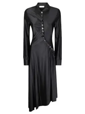 Rabanne Long-sleeved Asymmetrical Dress - Black