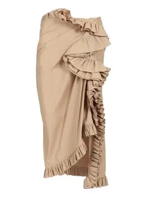 Dries Van Noten Sina Asymmetrical Ruffled Midi Skirt - Sand