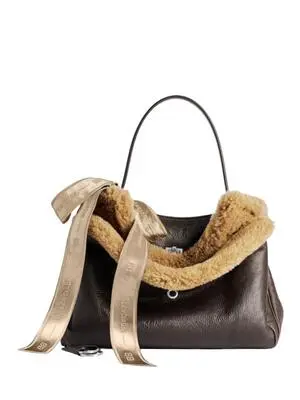 Balenciaga Balenciaga Rodeo Medium Handbag With Shearling Trim Brown/beige