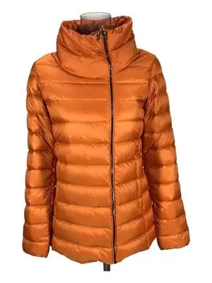 Max Mara Long-sleeved Down Jacket With Standing Collar - Orange