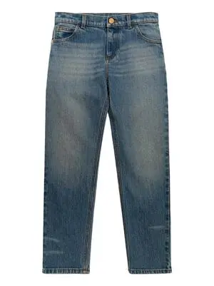 Versace Stonewashed Straight-leg Jeans - Blue