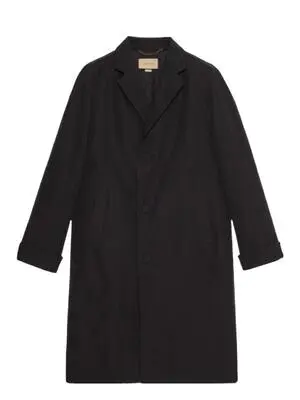 Gucci Long Sleeved Single Breasted Poplin Coat - Black