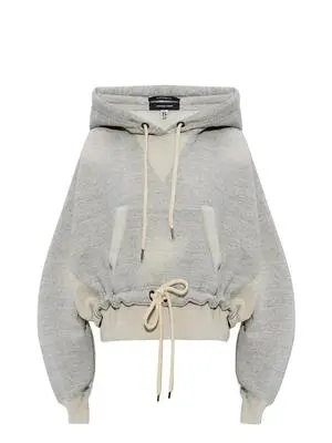 R13 Cinched Hem Popover Hoodie - Gray