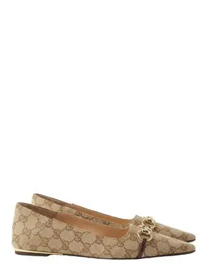 Gucci Vittoria Ballerina Flats - Sand And Dark Brown