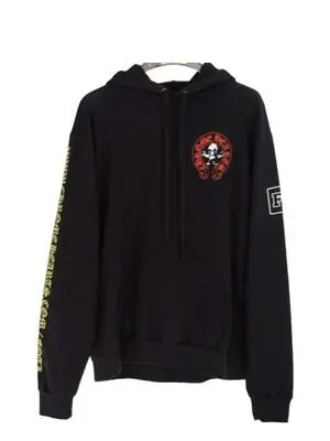 Chrome Hearts Long-sleeved Zip-up Hoodie With Graphic Embellishments - Black