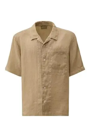 C.P. COMPANY Logo Printed Button-up Shirt - Brown