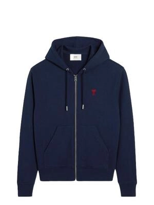AMI Paris Ami Paris Ami De Coeur Zipped Hoodie Midnight Blue