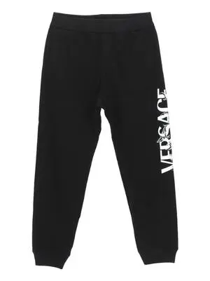 Versace Logo Printed Tapered Track Trousers - Black