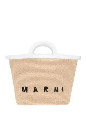 Marni Logo Embroidered Tote Bag - Nude