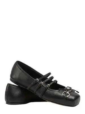 Gucci Horsebit Detailed Ballet Flats With Straps - Black