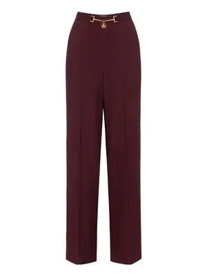 Elisabetta Franchi Horsebit Detail Palazzo Pants - Rouge Noir