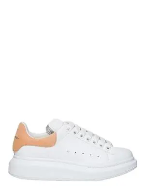 Alexander McQueen Oversized Leather Sneakers With Suede Heel Detail - White