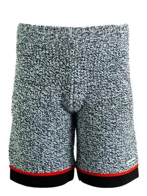 Casablanca Textured Knit Shorts With Logo Patch - Gray