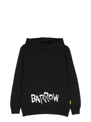 BARROW Bear Print Cotton Hoodie - Black