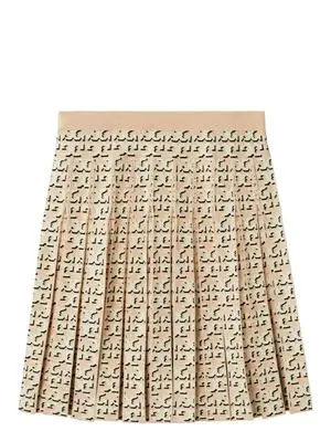 Tory Burch T Monogram Pleated Mini Skirt - Nude
