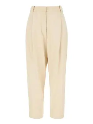 MOORER Tailored Casual Pants With Belt Loops - Nude