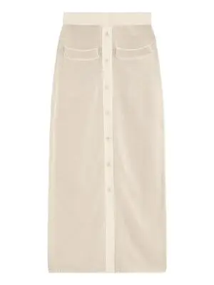 JOSEPH Buttoned Knit Midi Skirt - Nude