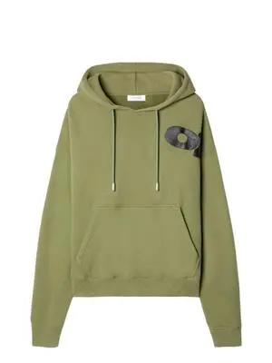 Off-White Shared Logo" Drawstring Hoodie - Green