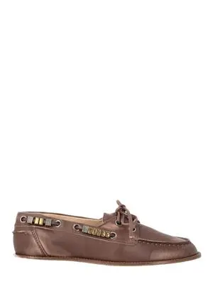 Pinko Round Toe Boat Shoes - Brown