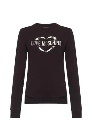 Moschino Long Sleeve Logo Top - Black