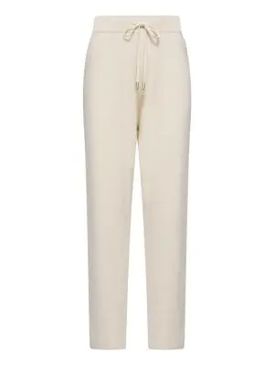 Moncler Wool Cashmere Blend Cropped Jogging Trousers - White