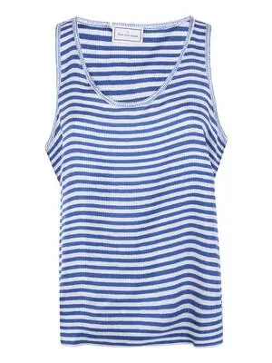 PIERRE-LOUIS MASCIA Striped Silk Tank Top - Blue