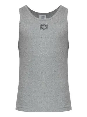 Vetements Sleeveless Crew Neck Vest With Logo Detail - Gray