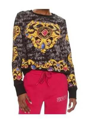 Versace Long Sleeve Sweatshirt With Graphic Detail - Multicolor