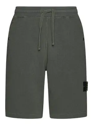 Stone Island Logo Patch Drawstring Bermuda Shorts - Black