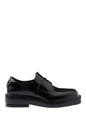 Prada Triangle-patch Slip-on Loafers - Black