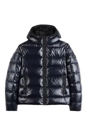 FAY Logo Patch Hooded Down Jacket - Black