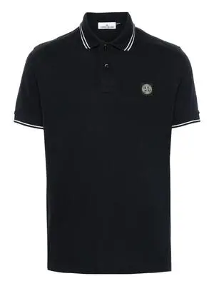 Stone Island Logo Patch Short-sleeved Polo Shirt - Blue