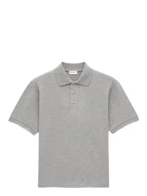 Saint Laurent Logo Embroidered Polo Shirt - Grey