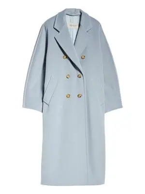 Max Mara Max Mara Madame Belted Long-Sleeved Coat Light Blue