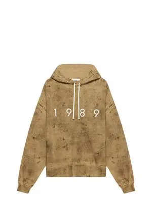 1989 STUDIO Contrast Logo Print Hoodie - Beige