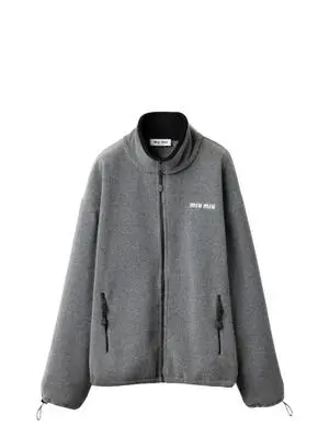 Miu Miu Oversized Zip-up High Neck Jacket - Grey
