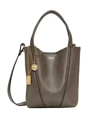 Chloé Small Spin Logo Printed Top Handle Bag - Brown