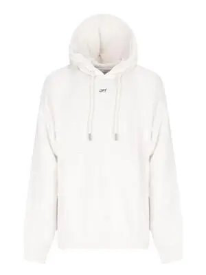 Off-White Graphic Print Drawstring Hoodie - White