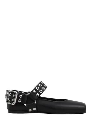 Alaïa Biker Ballet Flats With Double Tongue Buckles - Black