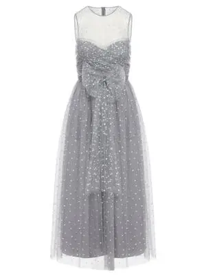 Red Valentino Sleeveless Glitter Sequin Midi Dress - Gray