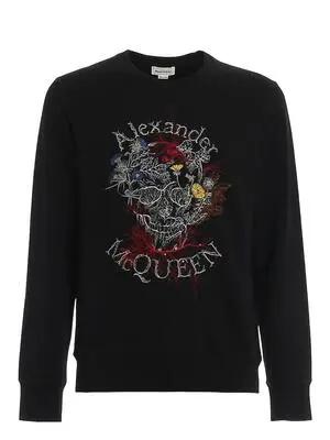 Alexander McQueen Round Neck Long Sleeve Sweater - Black