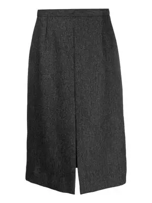 Dries Van Noten High Waist Skirt With Front Split - Black