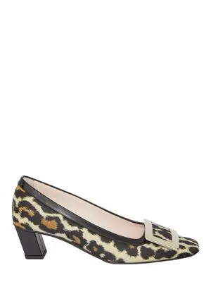 ROGER VIVIER Roger Vivier Belle Vivier Leopard Print Pumps With Metal Buckle Black